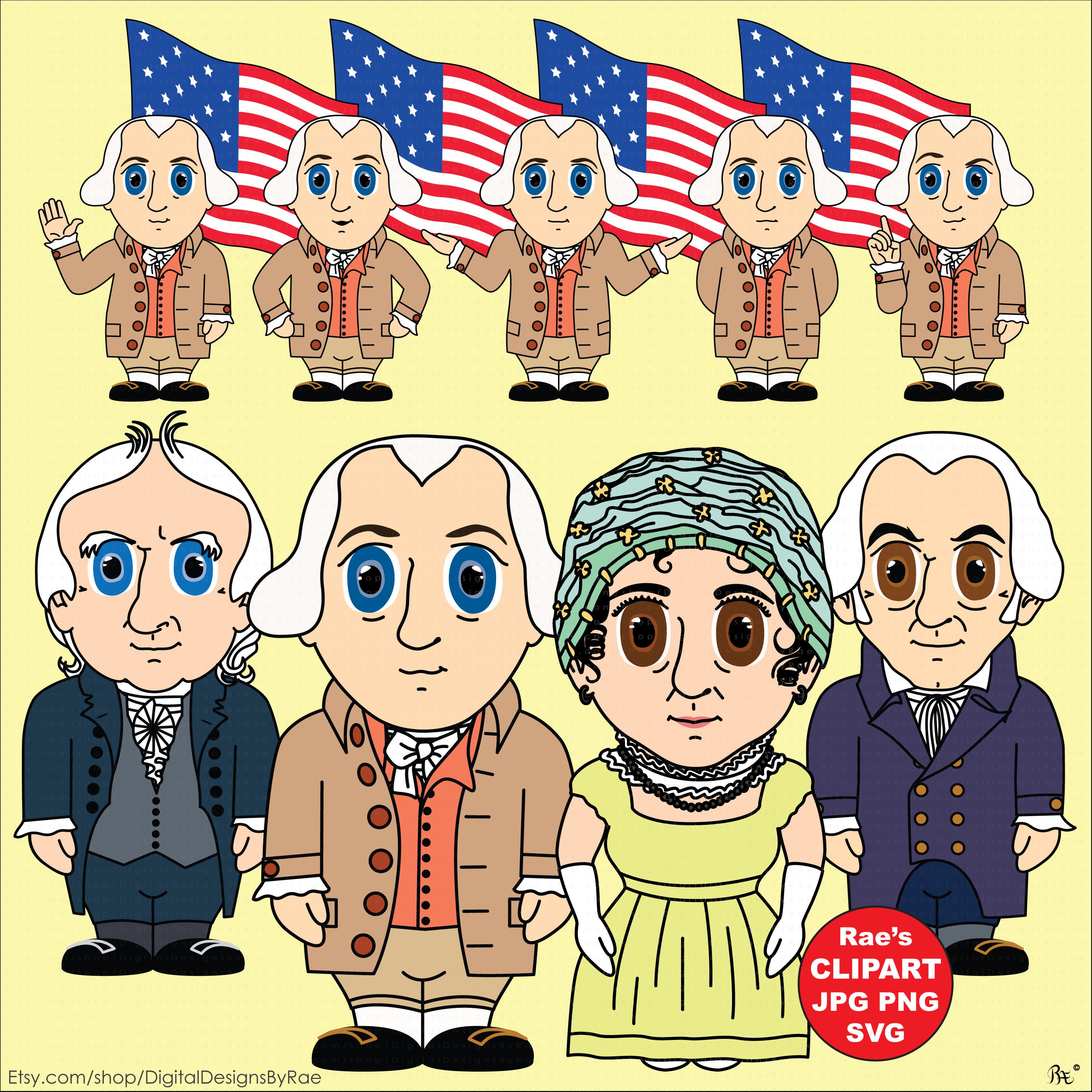 President James Madison Clipart Set With George Clinton - Etsy