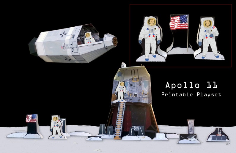 Apollo 11 Paper Toy Model & Educational Playset - Etsy