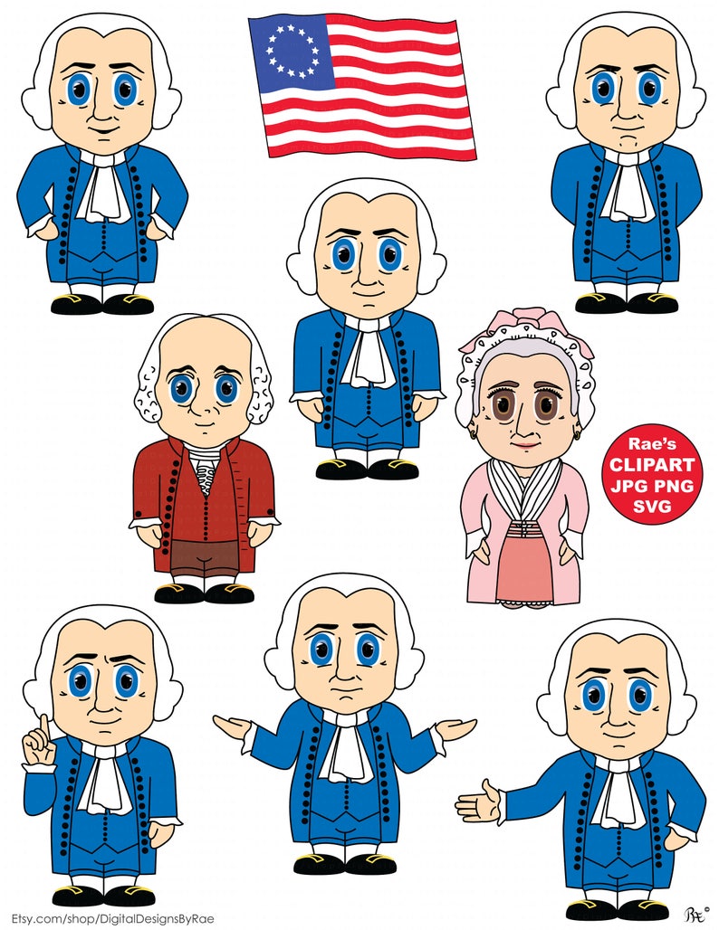 President George Washington Clipart Set With John Adams and Martha ...