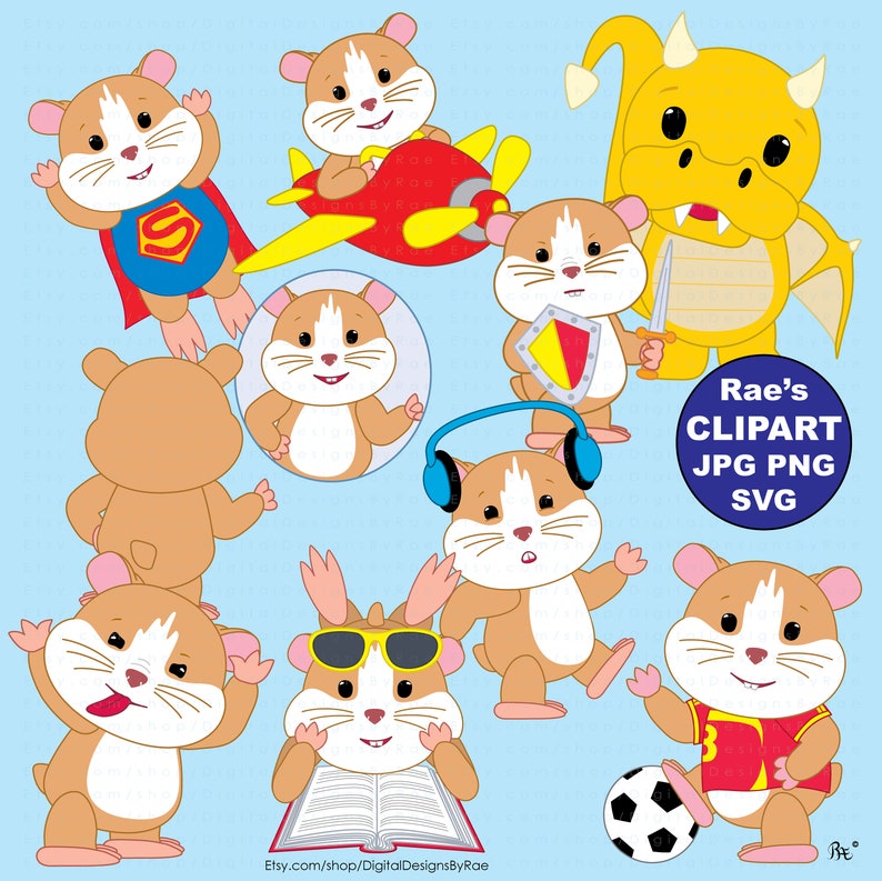 Hammy Hamsters Digital Clipart Set - Etsy