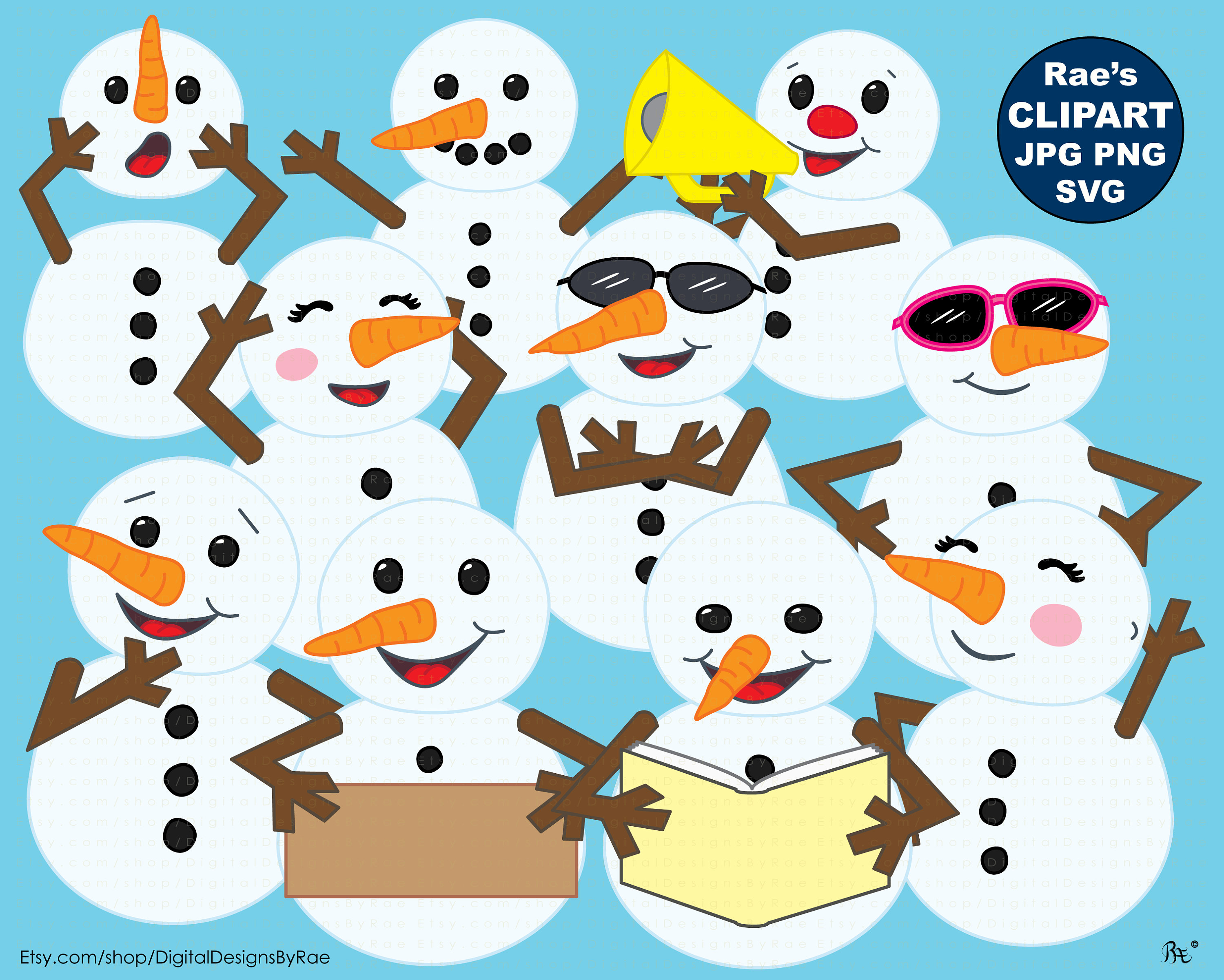 Snowpeople Digital Clipart Set (snowman/snowwoman) - Etsy