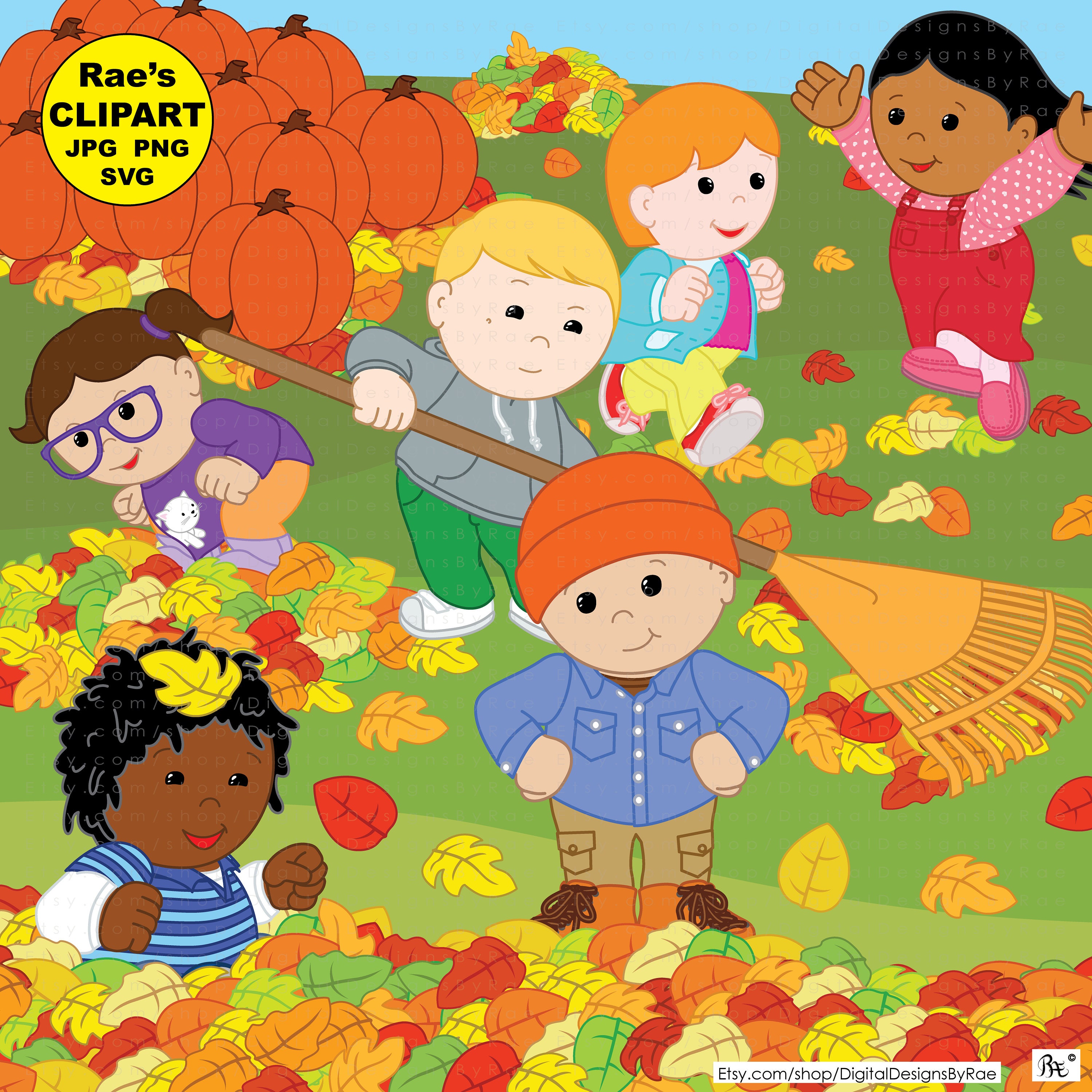 Autumn Kids Digital Clipart Set - Etsy