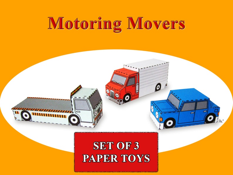 Motoring Movers Paper Toy Vehicle Models Set of 3 - Etsy