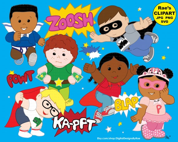 Homemade Superhero Kids digital clipart set | Etsy
