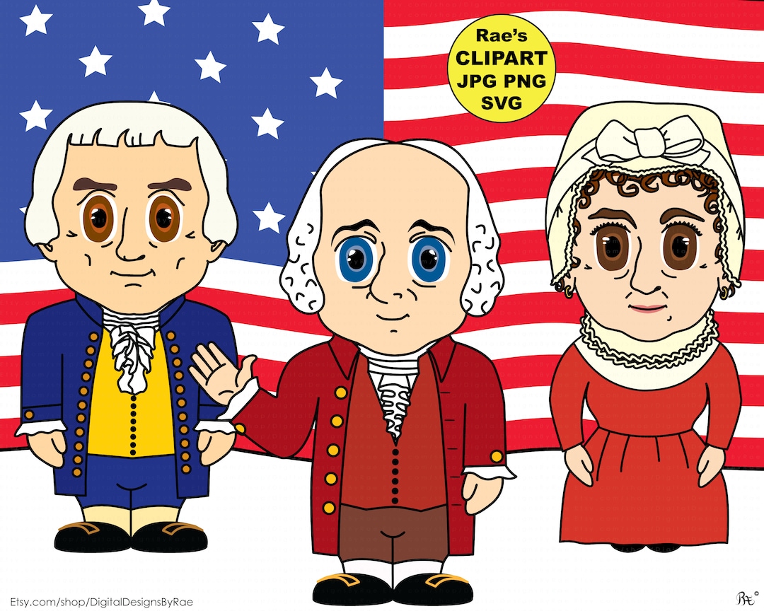 President John Adams Clipart Set With Thomas Jefferson and Abigail ...