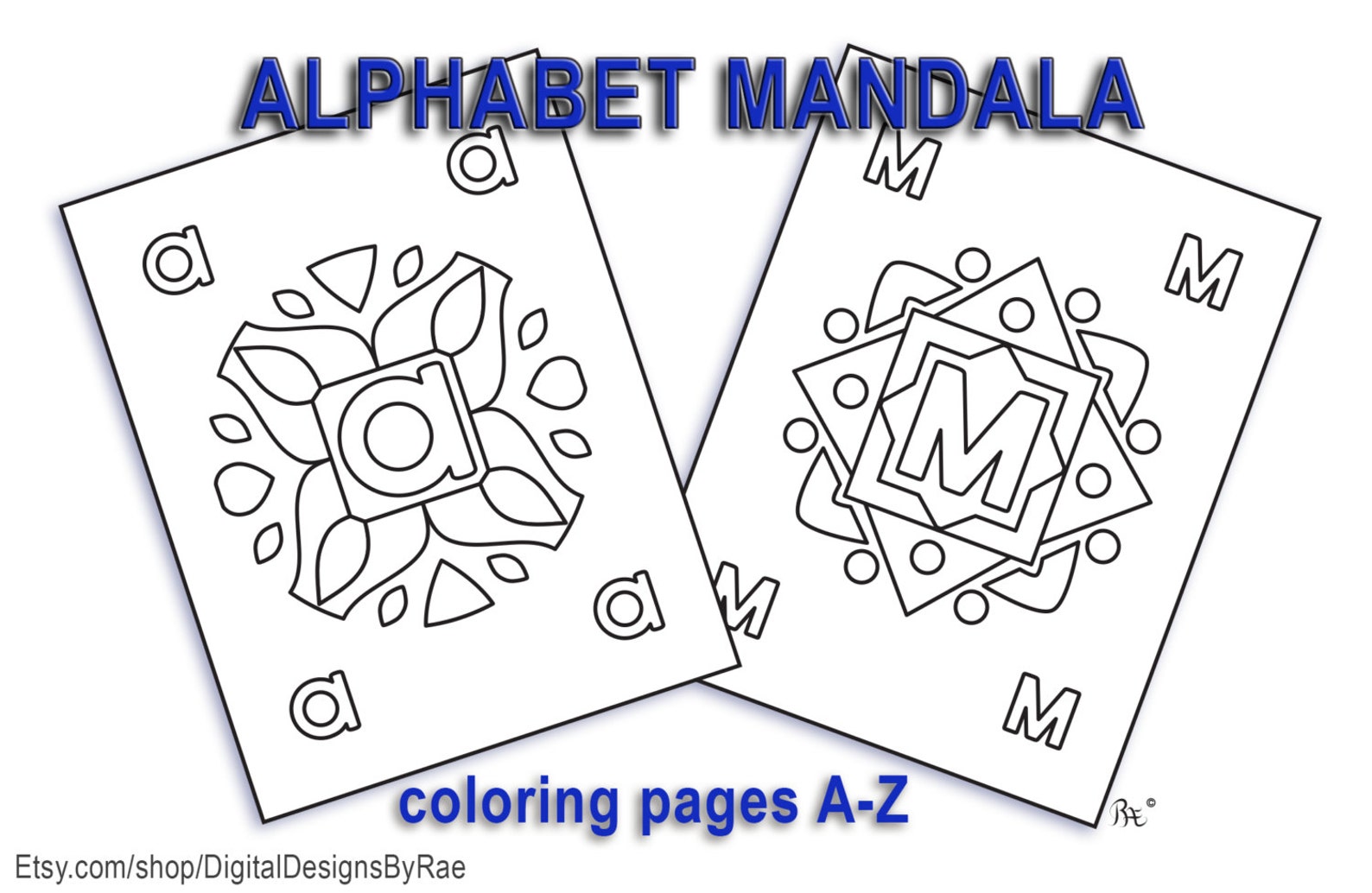 52 Alphabet Mandala Coloring Pages - Etsy
