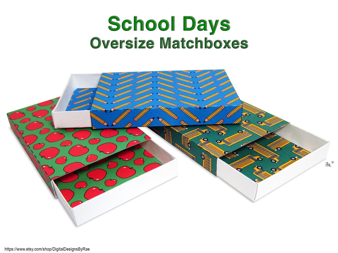 School Days Oversize Matchbox Set of 3 Printable Gift Boxes - Etsy