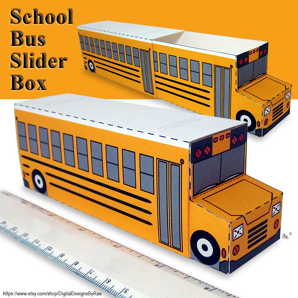 School Bus Slider Box Printable Favor/treat Box - Etsy