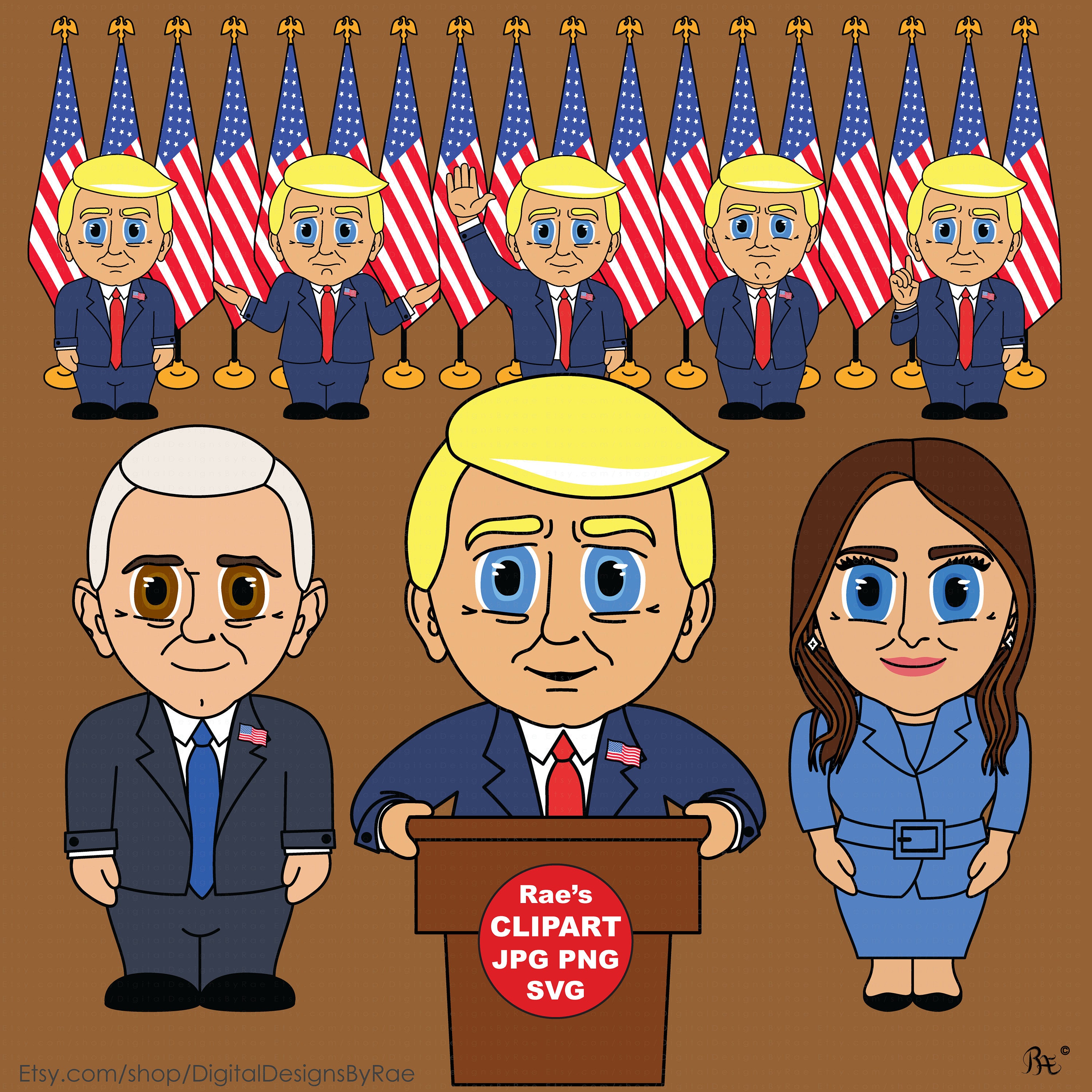 Donald Trump Digital Clipart Set With Mike Pence and Melania Trump - Etsy