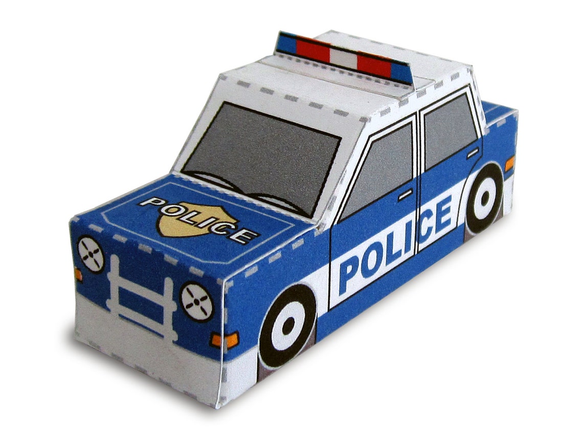 Bold Blue Patrol Car Activity Gift Box Printable Favor Treat Box - Etsy