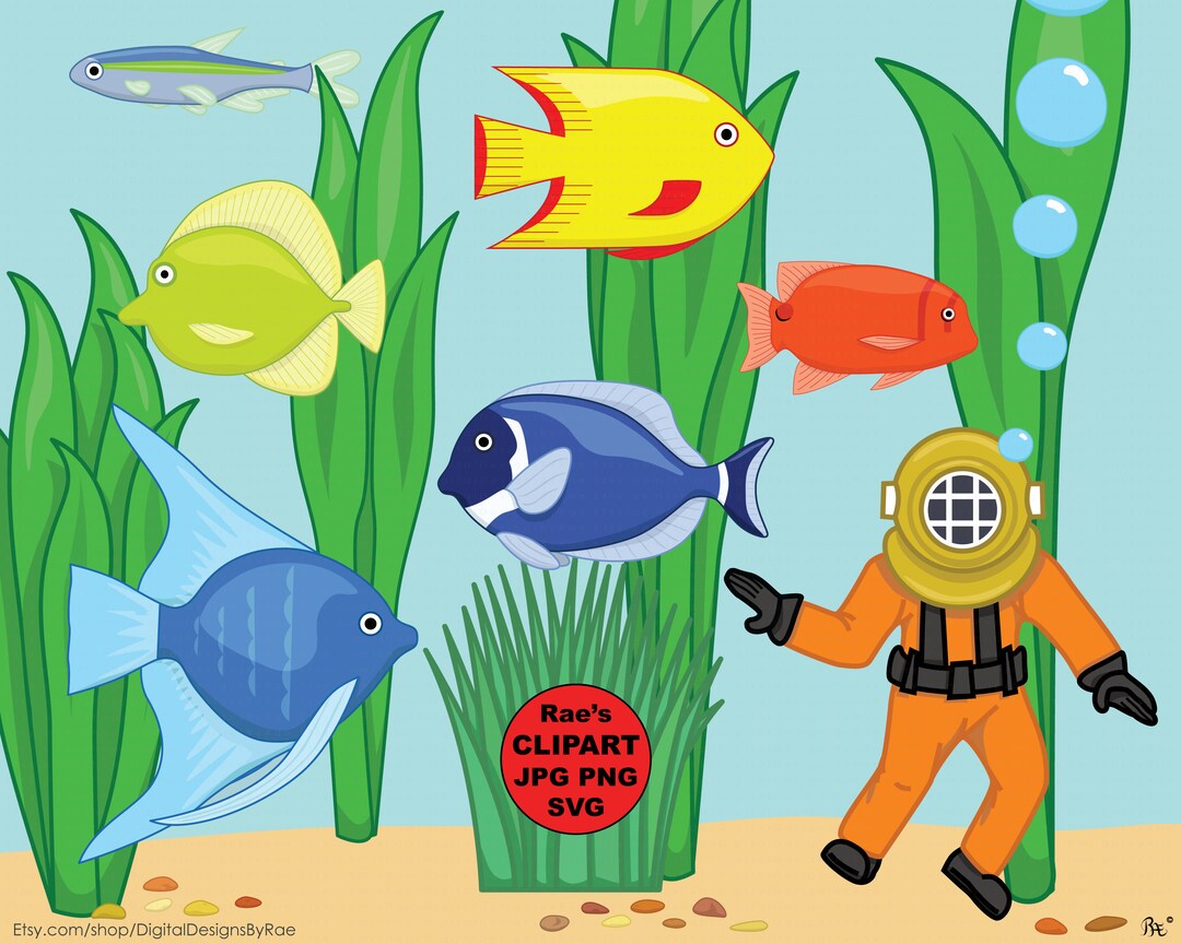 Aquarium Fish Colorful Digital Clipart Set - Etsy