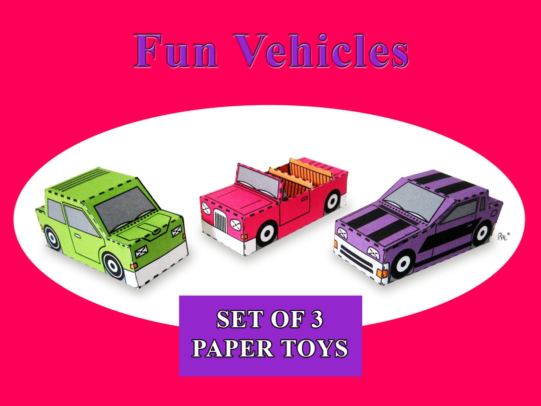 Fun Vehicles Paper Toy Car Models Set of 3 - Etsy