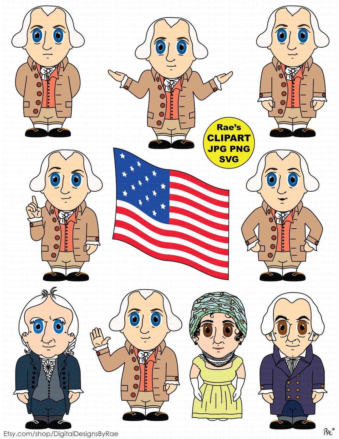President James Madison Clipart Set With George Clinton - Etsy