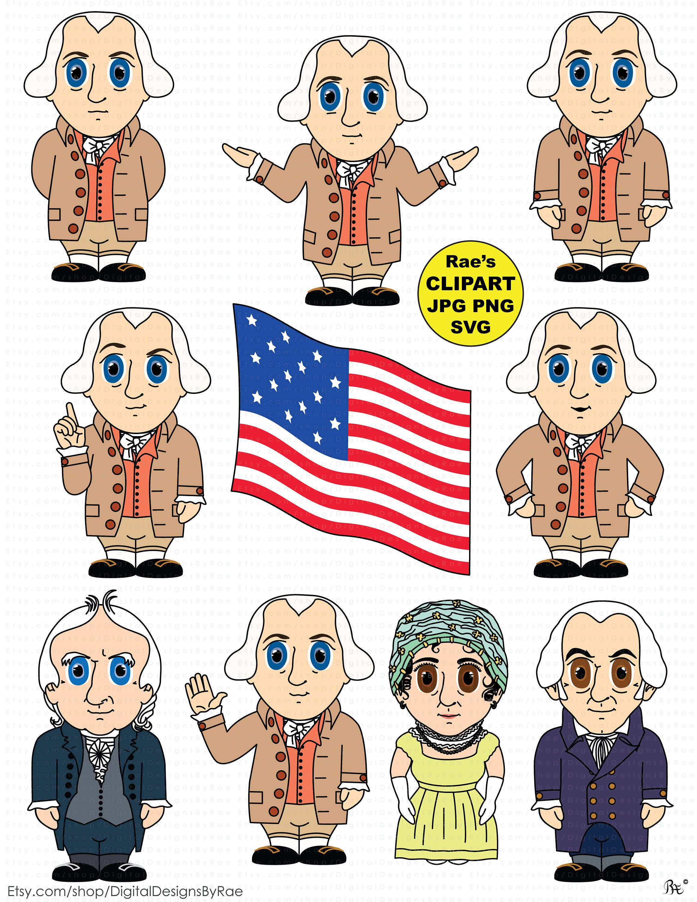 President James Madison Clipart Set With George Clinton - Etsy