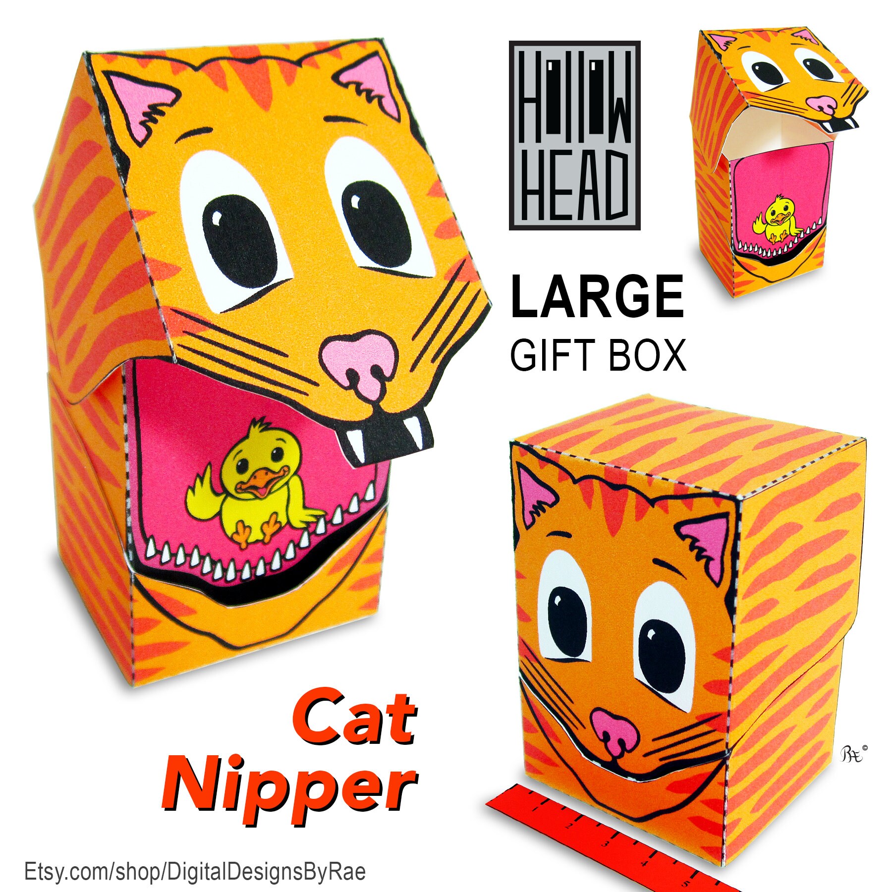 Cat Nipper Large Hollow Head Printable Gift Box - Etsy