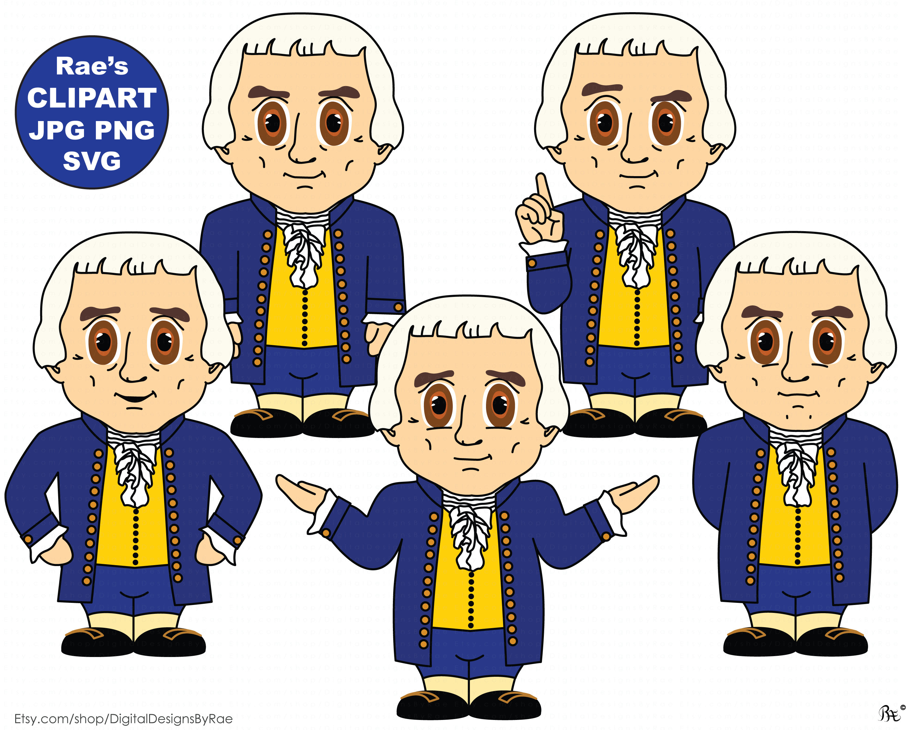 President Thomas Jefferson Clipart Set With George Clinton and Aaron ...