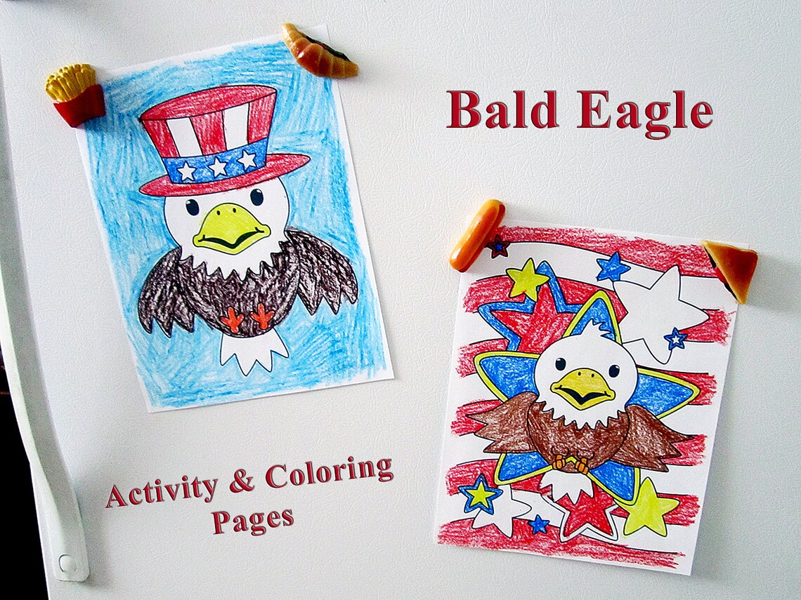 12 Bald Eagle Activity & Coloring Pages USA Patriotic Printables - Etsy