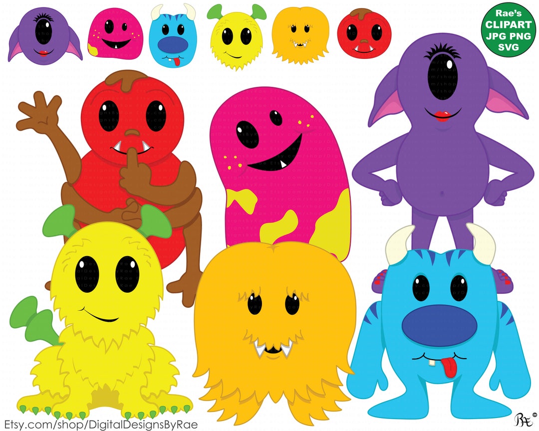 Merry Monsters Digital Clipart Set - Etsy