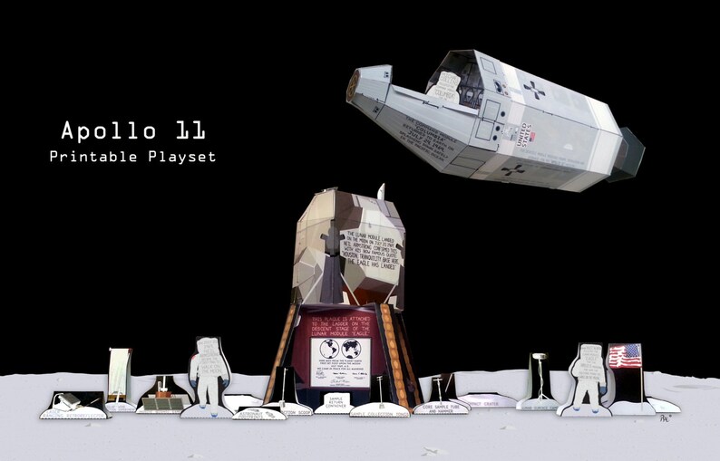 Apollo 11 Paper Toy Model & Educational Playset - Etsy