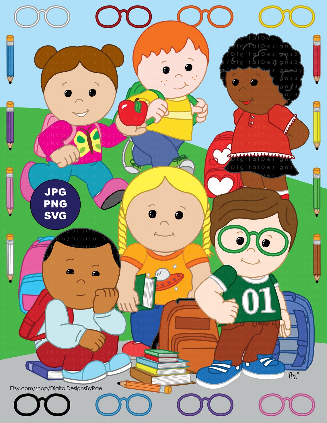 Back to School Kids Digital Clipart Set - Etsy