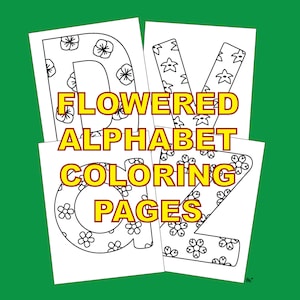 52 Flowered Alphabet Coloring Pages - Etsy