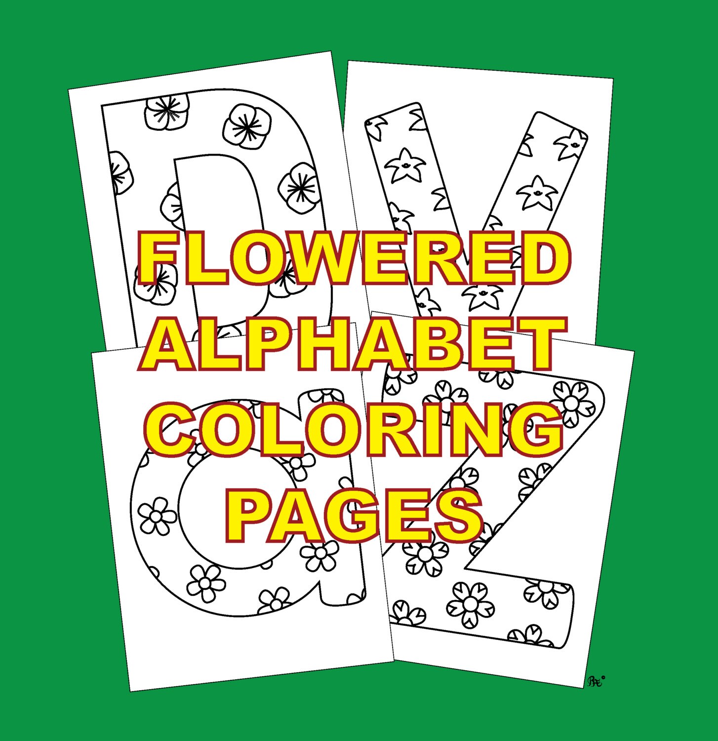 52 Flowered Alphabet Coloring Pages - Etsy