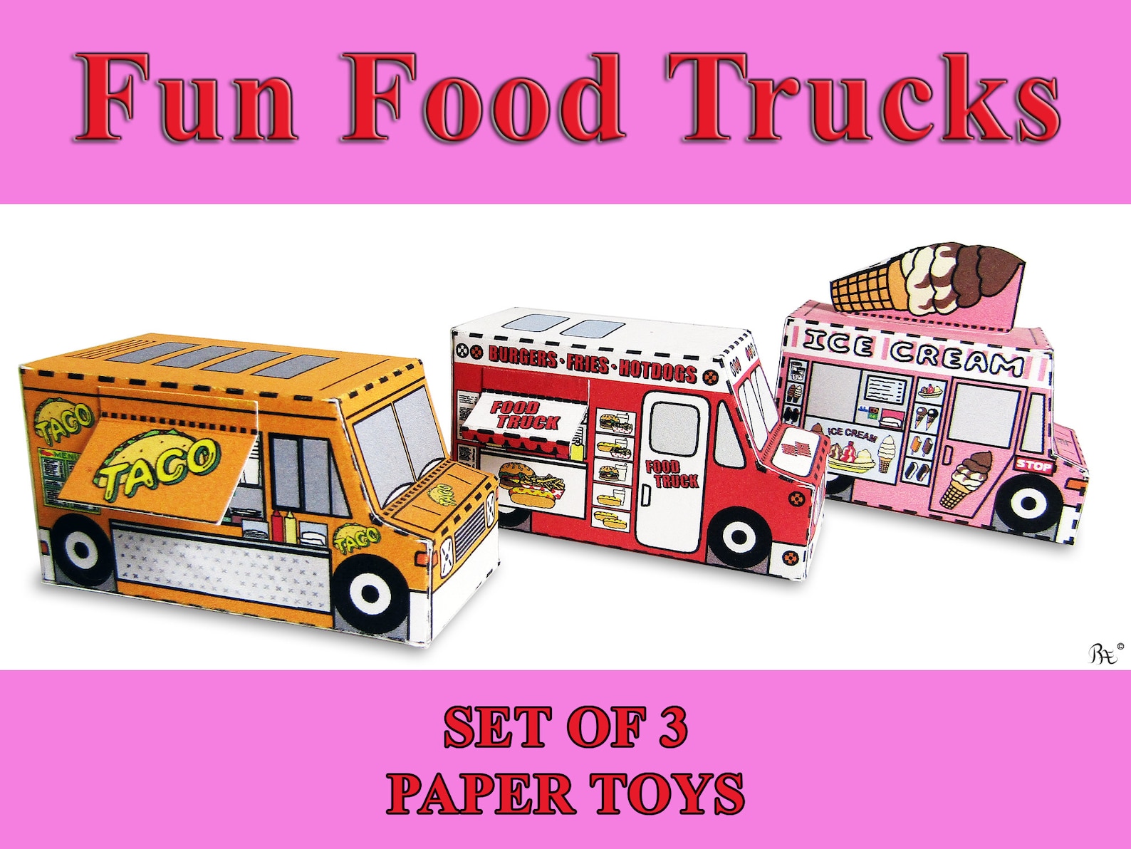Fun Food Trucks Paper Toy Models Set of 3 - Etsy Ireland
