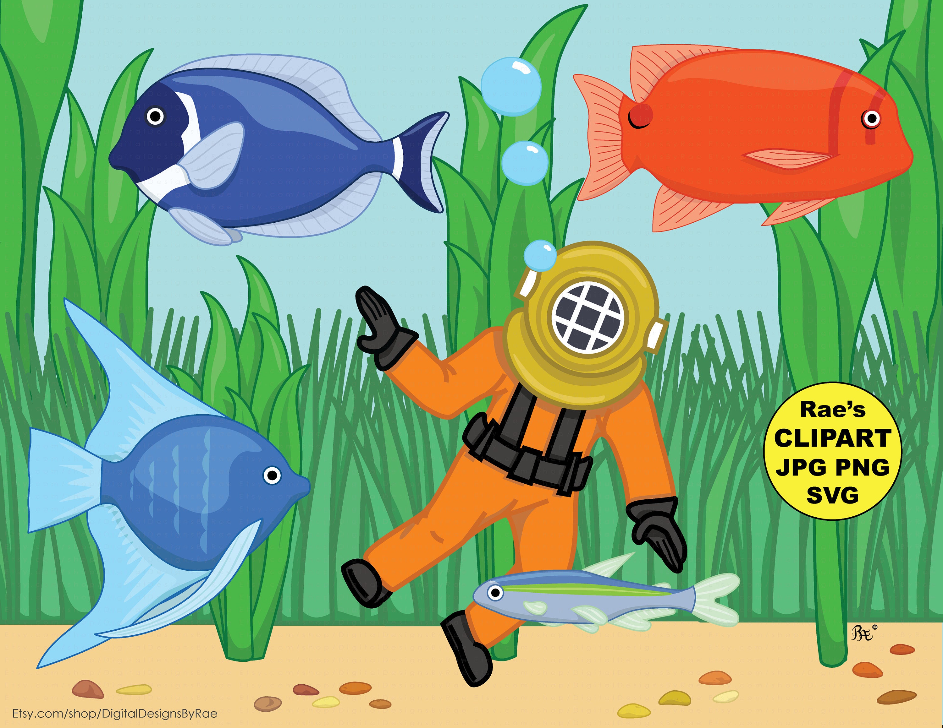 Aquarium Fish Colorful Digital Clipart Set - Etsy
