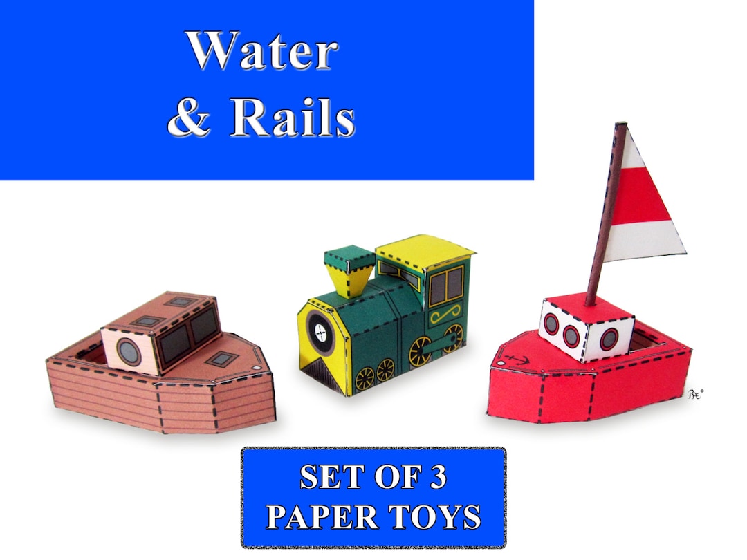 Water & Rails Paper Toy Vehicle Models Set of 3 - Etsy