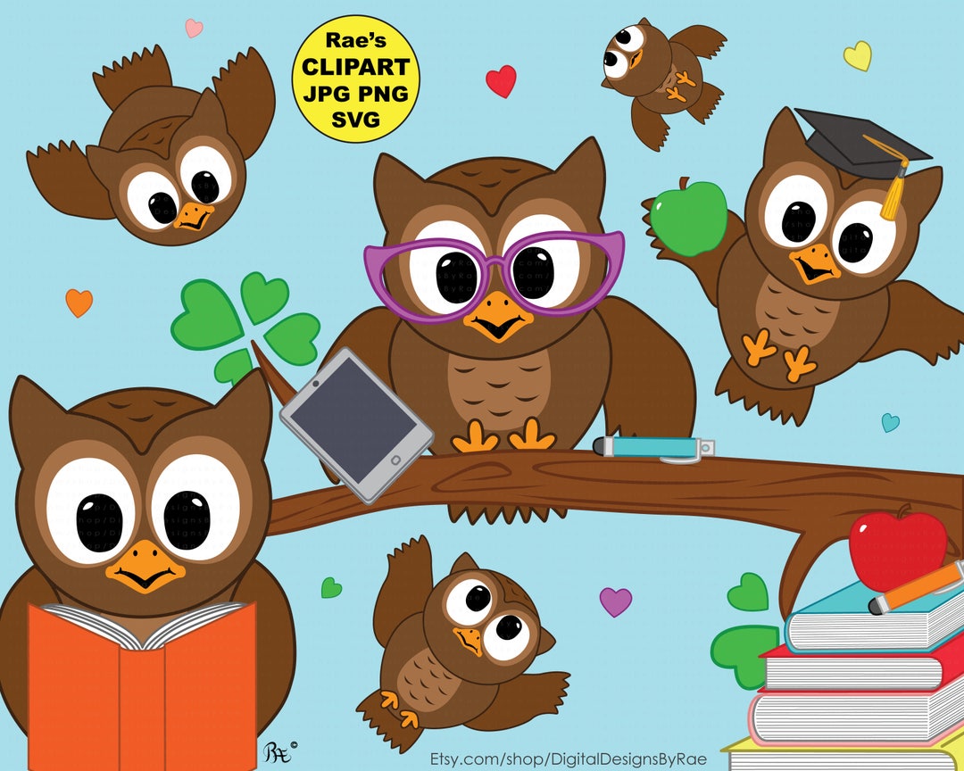 Owls Love to Learn Digital Clipart Set - Etsy