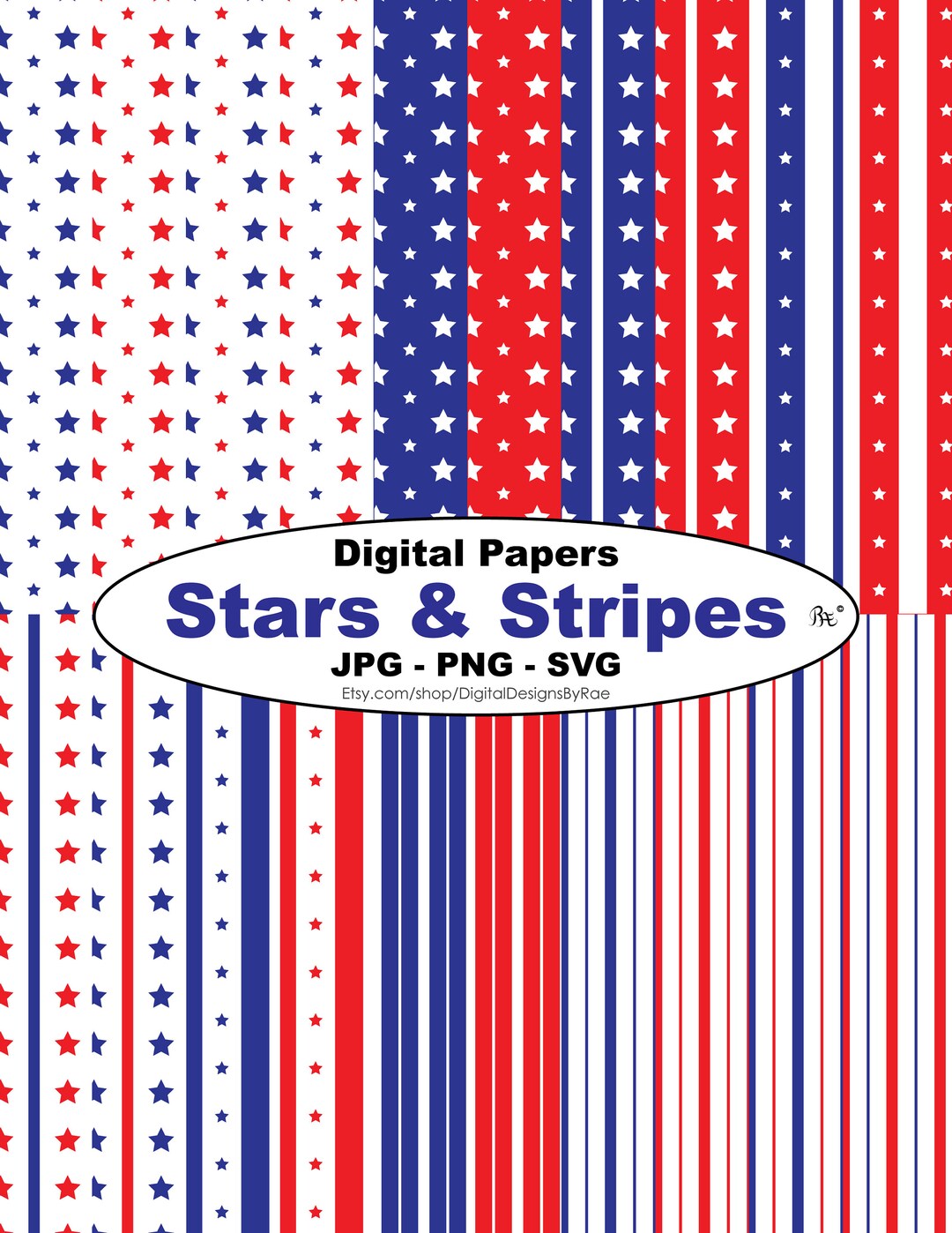 Stars & Stripes Digital Paper Set With 20 Patterns - Etsy