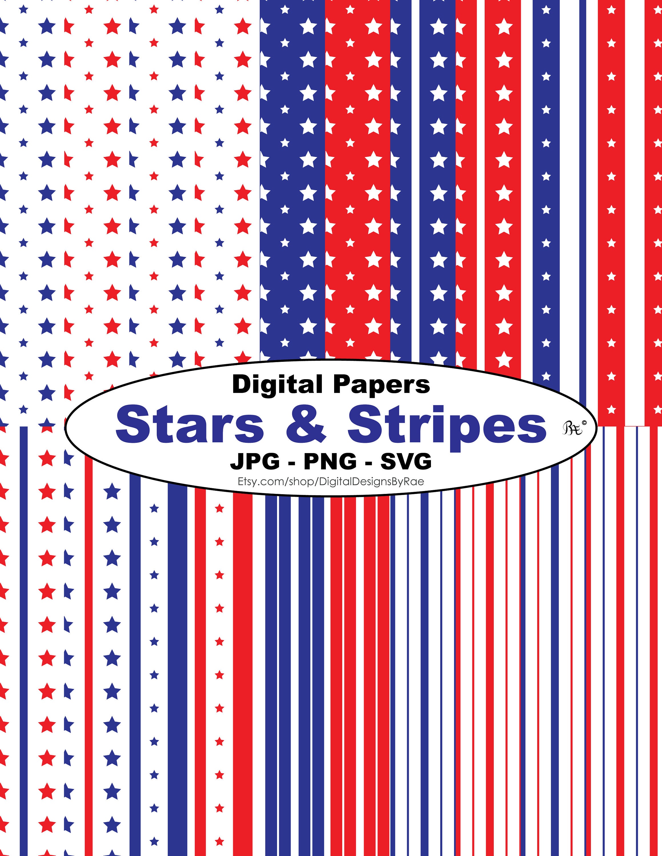 Stars & Stripes Digital Paper Set With 20 Patterns - Etsy