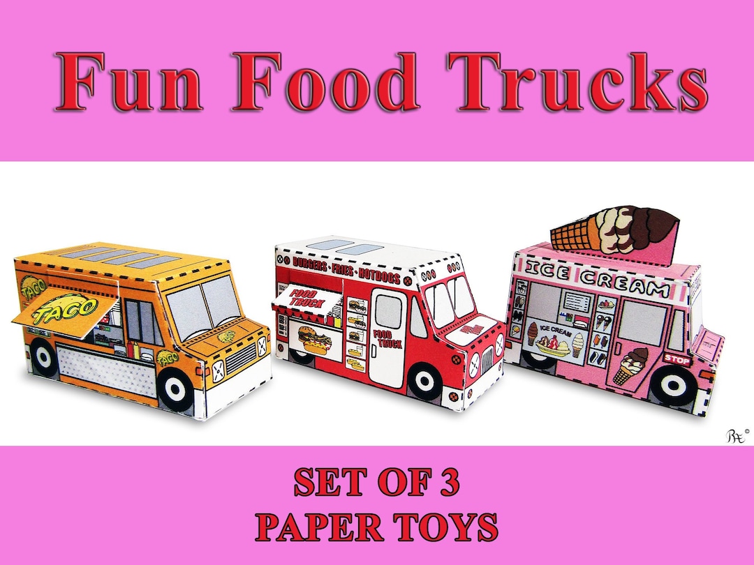Fun Food Trucks Paper Toy Models Set of 3 Etsy Canada