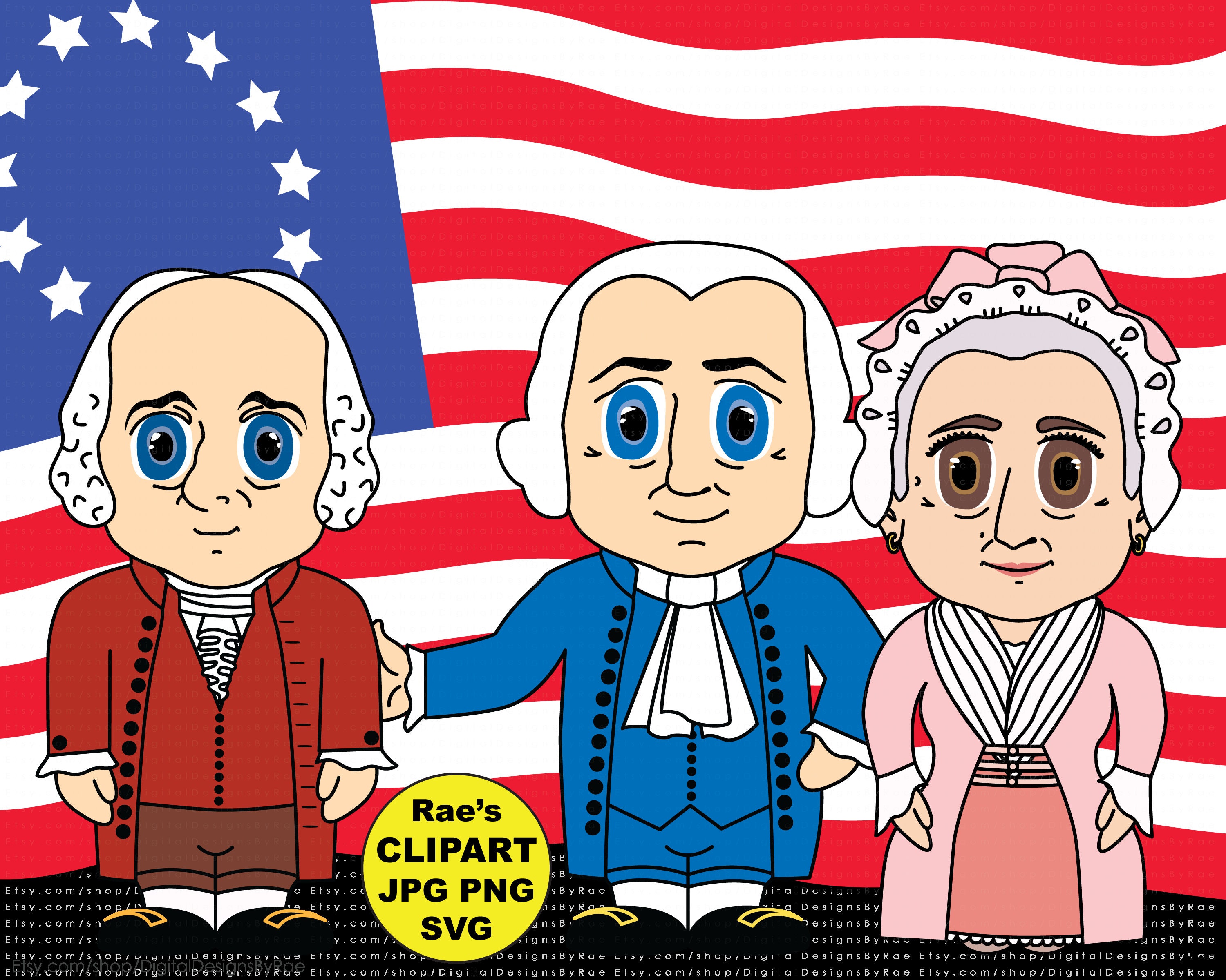 President George Washington Clipart Set With John Adams and Martha ...