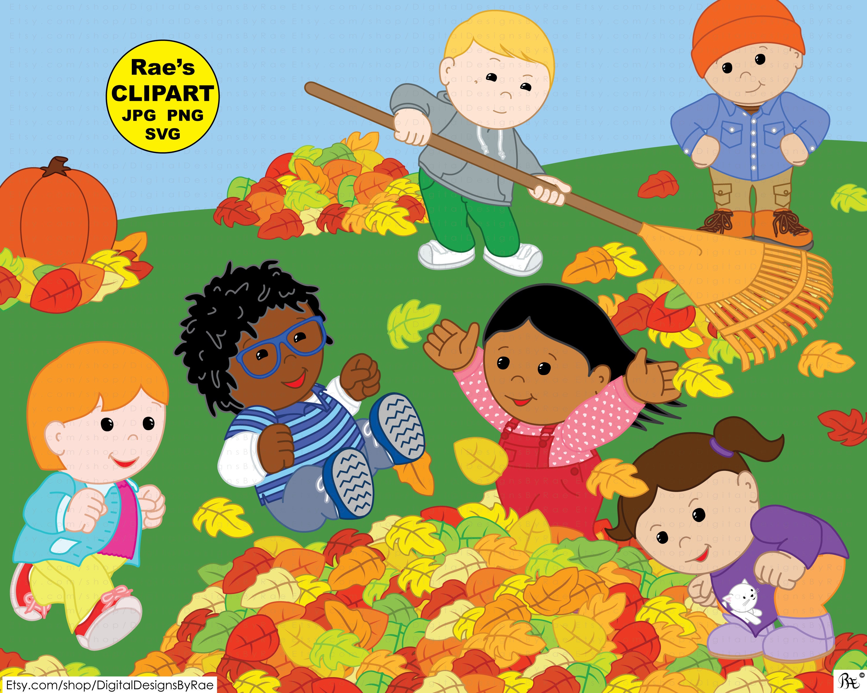 Autumn Kids Digital Clipart Set - Etsy