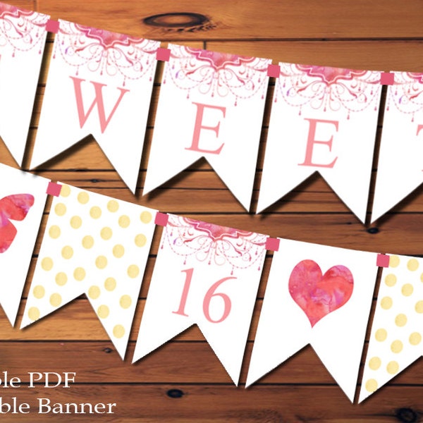 Sweet 16 Banner - Etsy