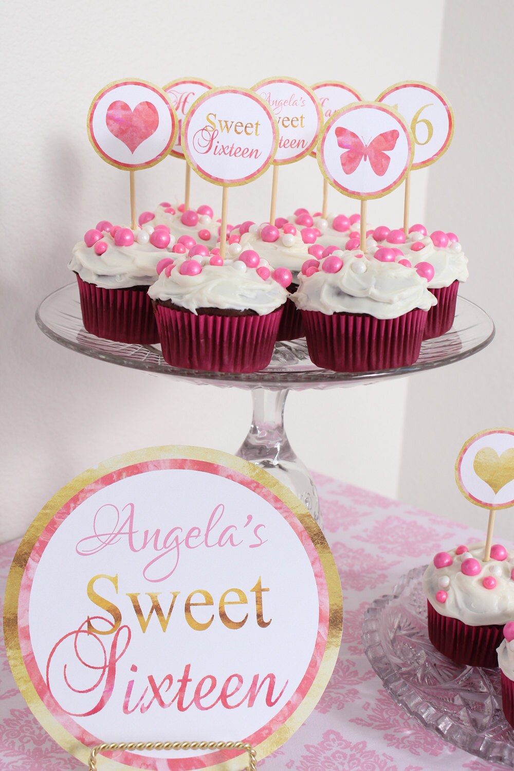 Sweet Sixteen Cake Topper, Sweet 16 Cake Topper, Cake Topper, Printable ...