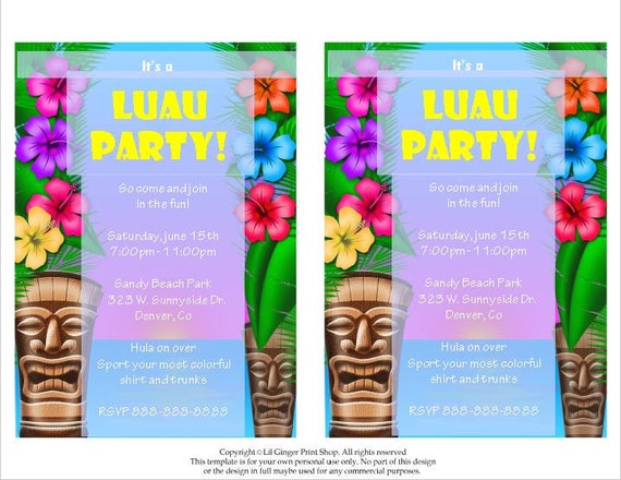Blank Hawaiian Invitations