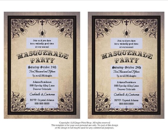 Vintage Masquerade Ball Invitation