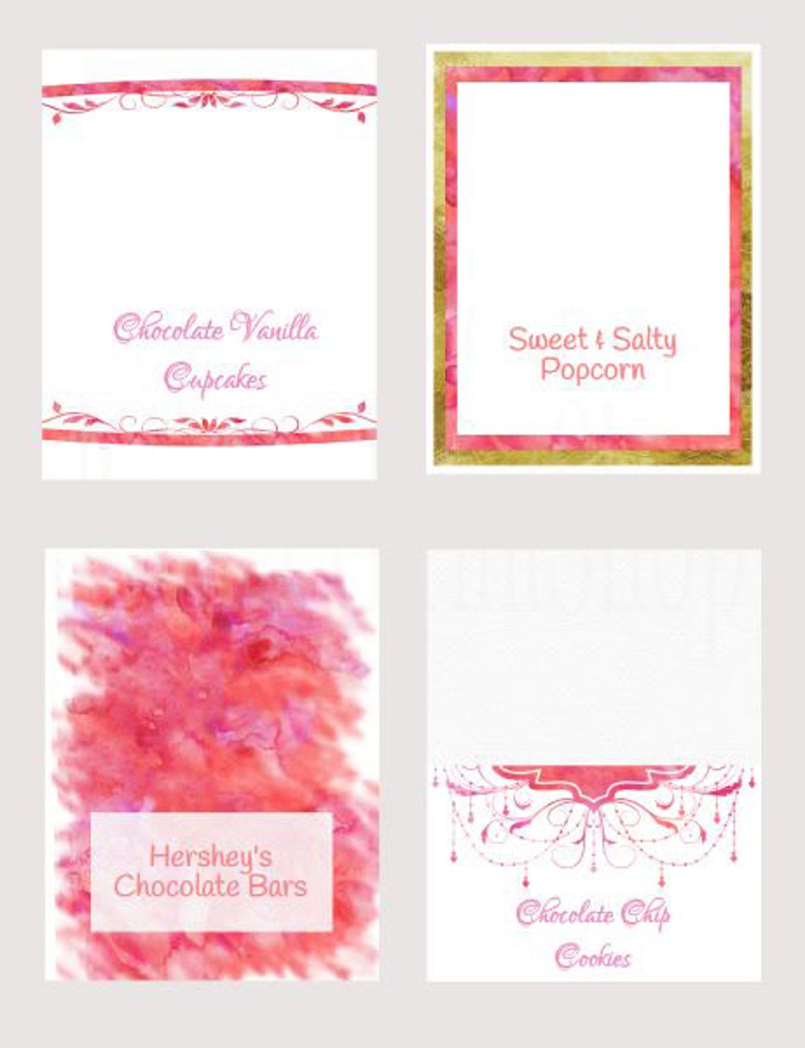 Food Card, Place Card, Printable Food Card, Food Tag, Food Tent Card ...