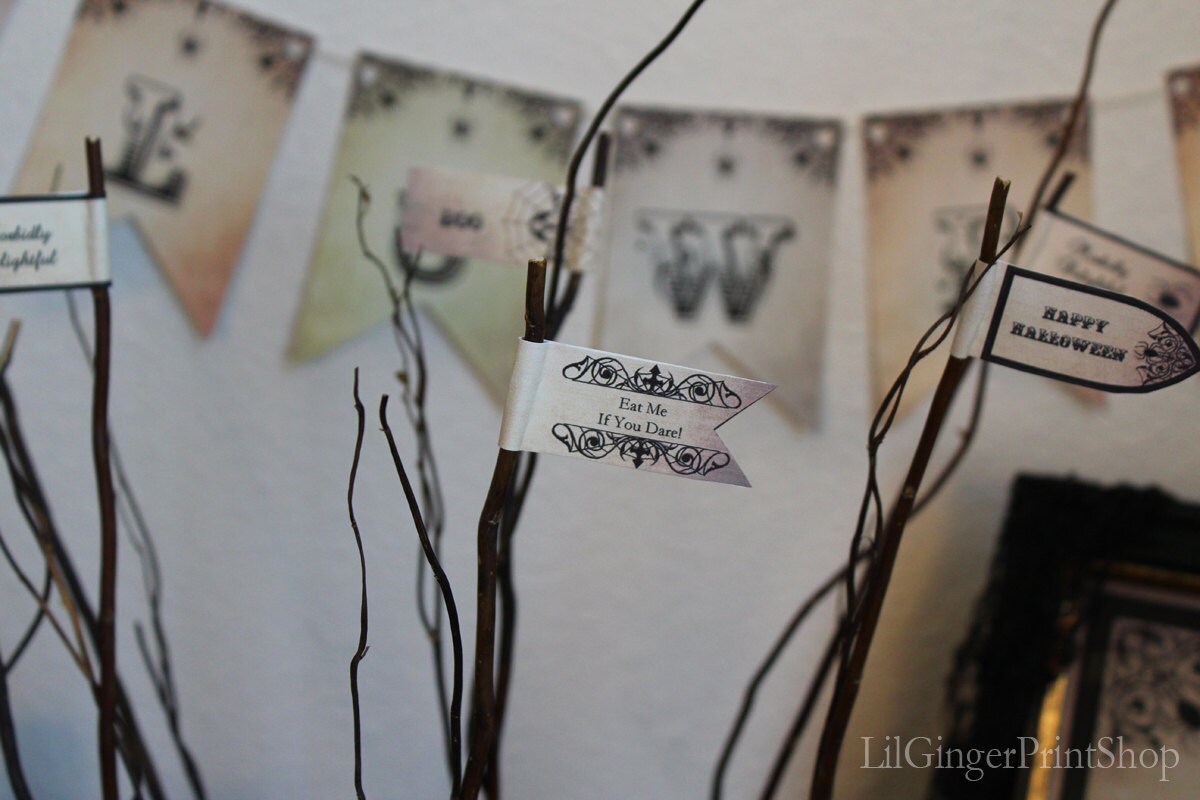 Straw Flags, Party Straw Flags, Printable Straw Flags, Halloween Straw ...