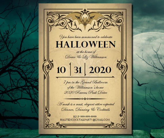 Halloween Invitation, Vintage Halloween Invitation, Halloween Party ... Halloween Invitation, Vintage Halloween Invitation, Halloween Party ...