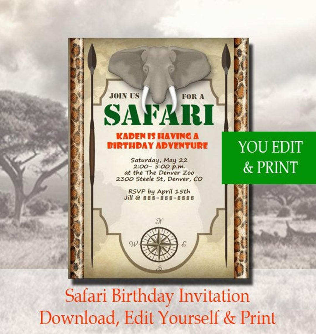 Safari Birthday Invitation Safari Invitation Safari Party - Etsy