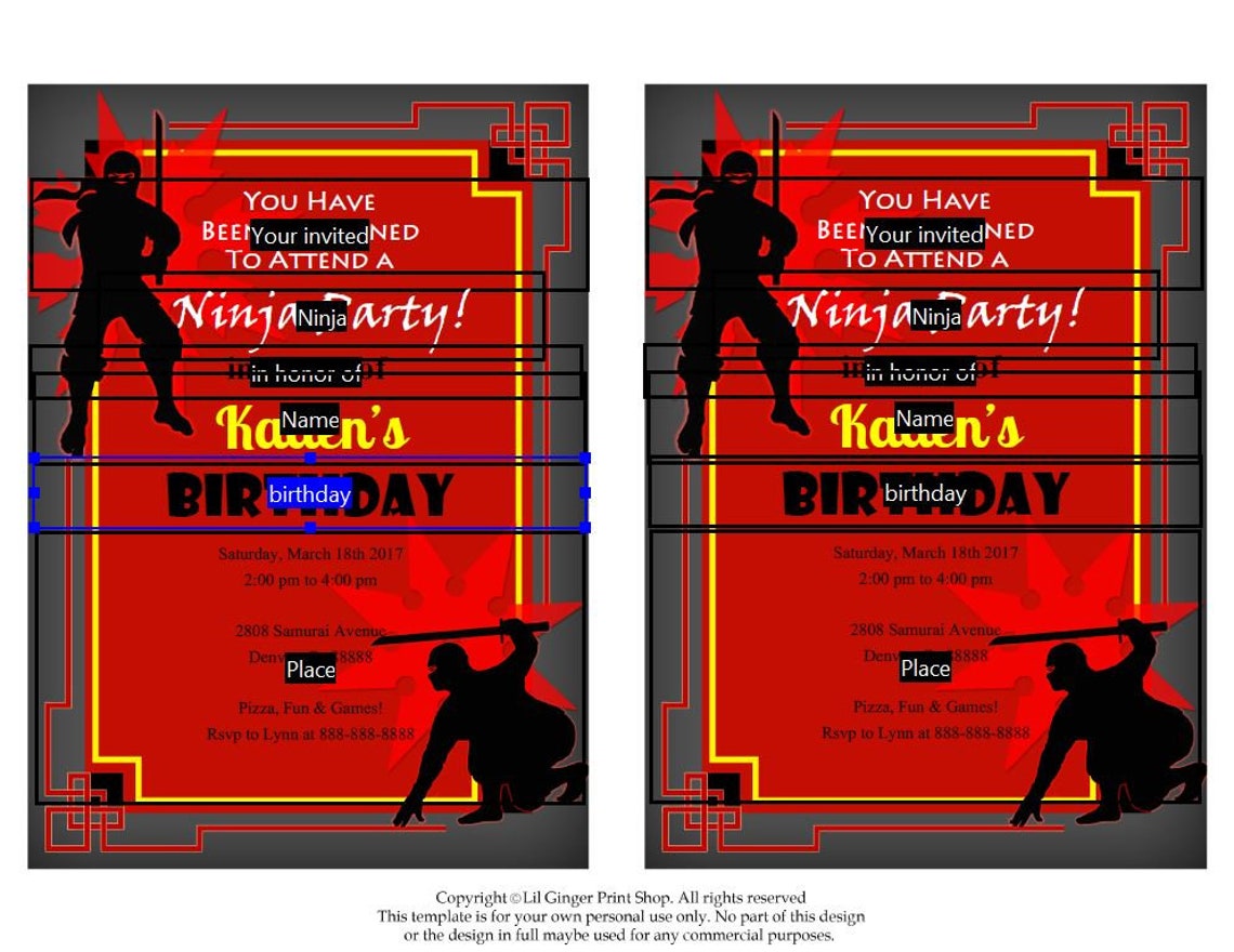 Ninja Invitation, Ninja Party Invitation, Ninja Birthday Invitation ...