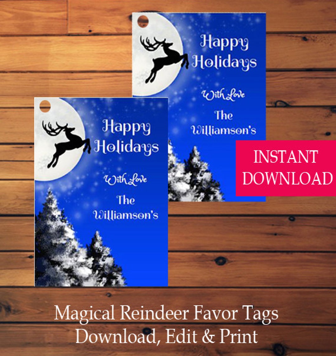 Reindeer Christmas Tag, Christmas Gift Tag, Christmas Favor Tag ...