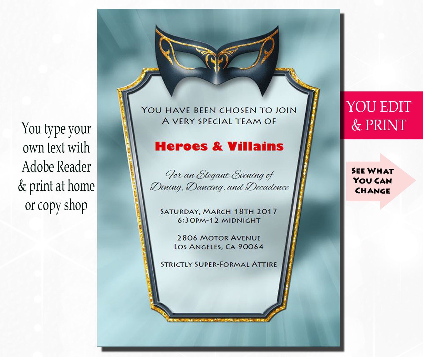 Masquerade Invitation Masquerade Party Invitation Masquerade - Etsy