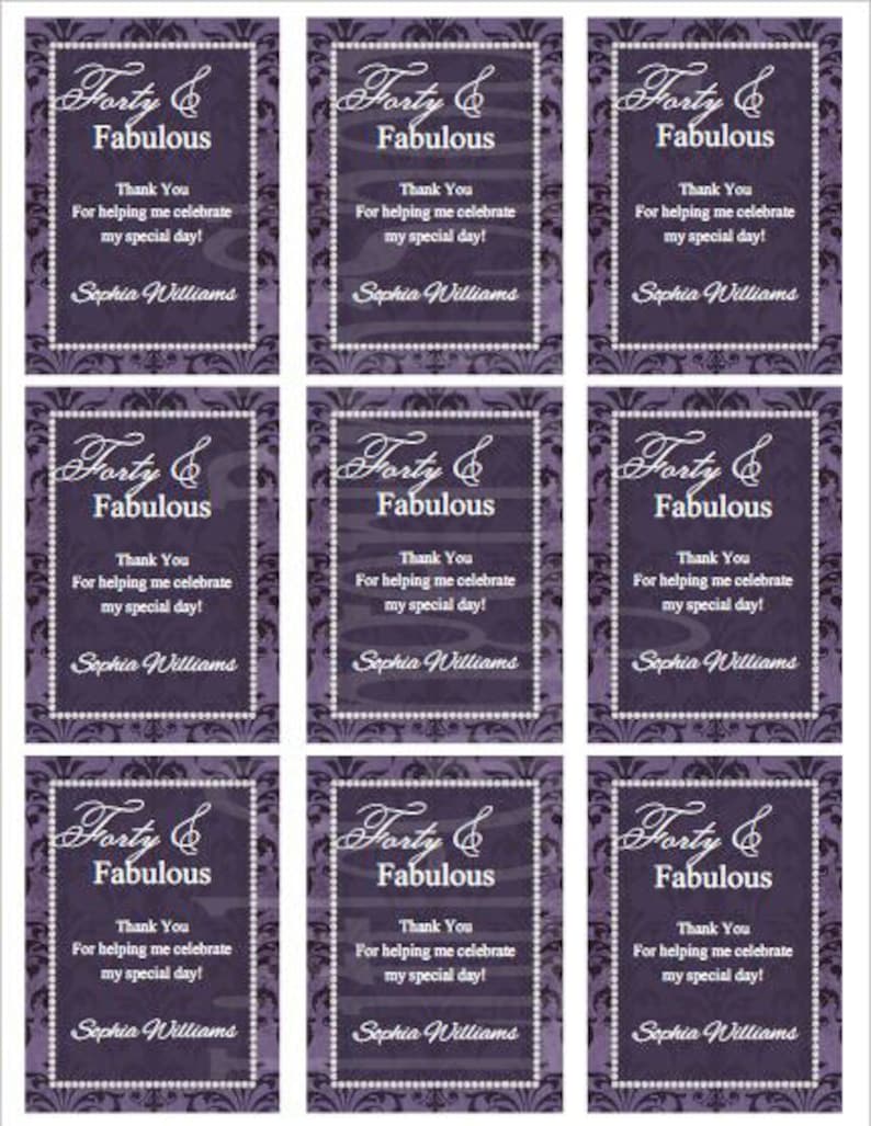 40th Birthday Favor Tags, Birthday Gift Tags, Birthday Tags, Instant ...