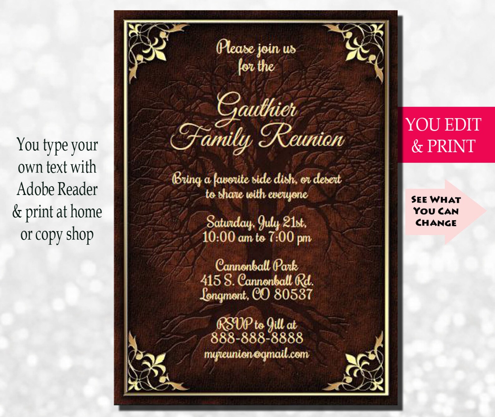 Family Reunion Invitations, Family Party Invitations, Family Tree ...
