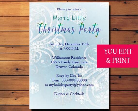 Christmas Party Invitation Christmas Invitation Merry Little - Etsy