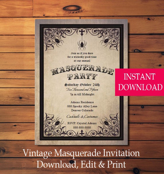 Vintage Masquerade Ball Invitation